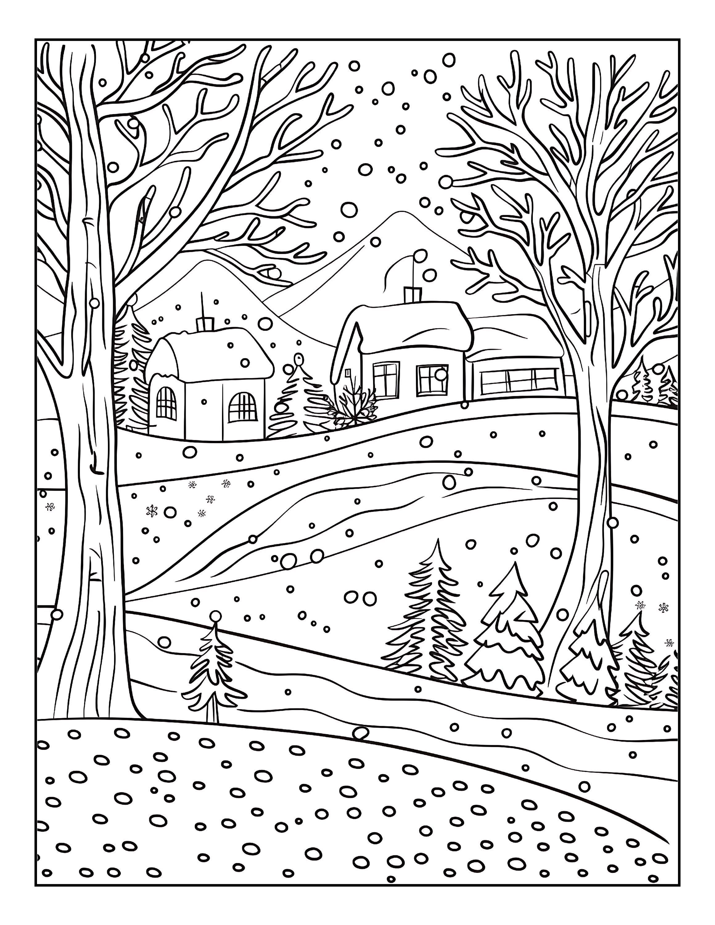 Christmas Scenes Coloring Pages: 100 Holiday Designs (PDF & PNG) - Etsy