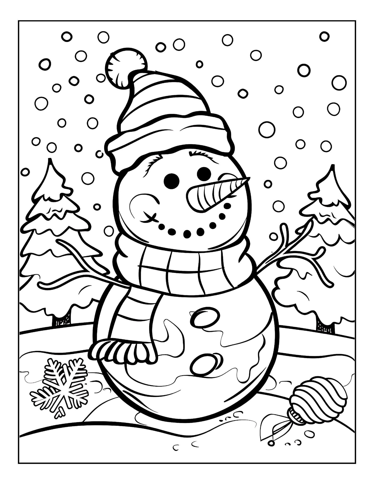 Winter Snowman Coloring Pages: 100 Fun Scenes (PDF & PNG) - Etsy
