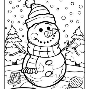 Winter Snowman Coloring Pages: 100 Fun Scenes (PDF & PNG) - Etsy