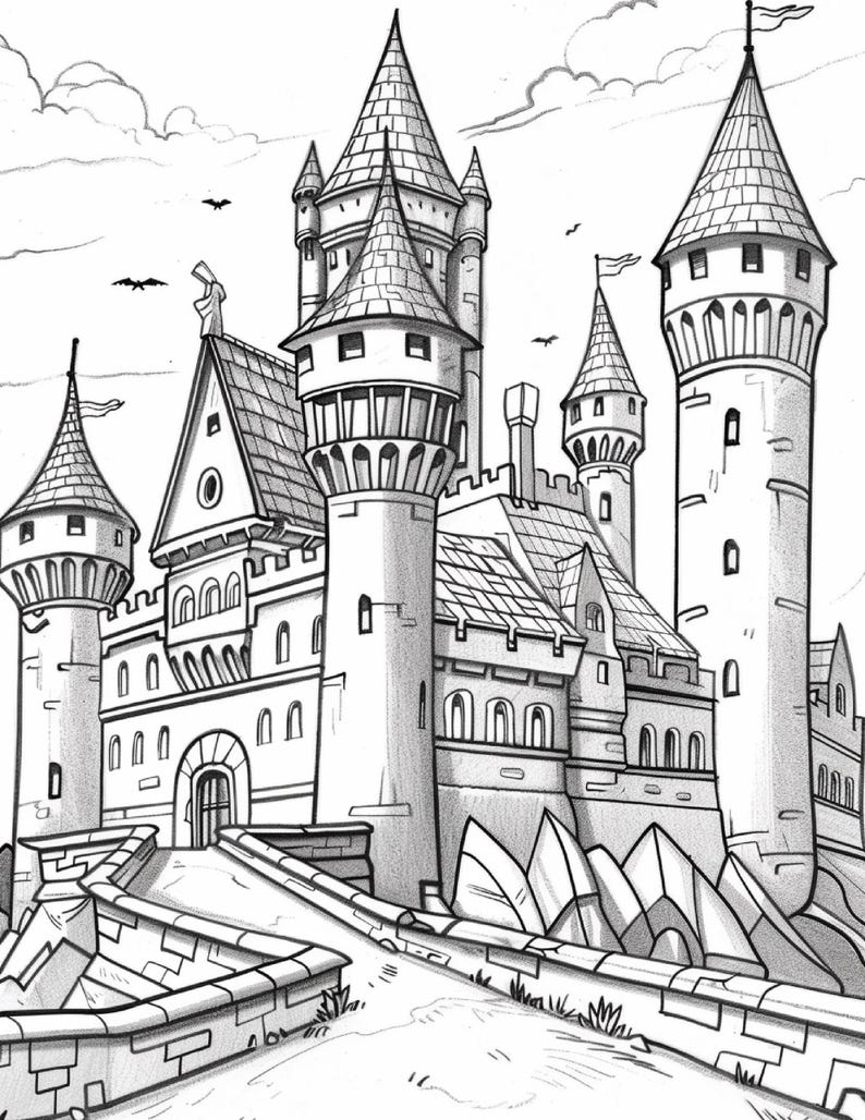 100 Immersive Medieval Castle Coloring Pages PDF 200 PNG Files Digital ...