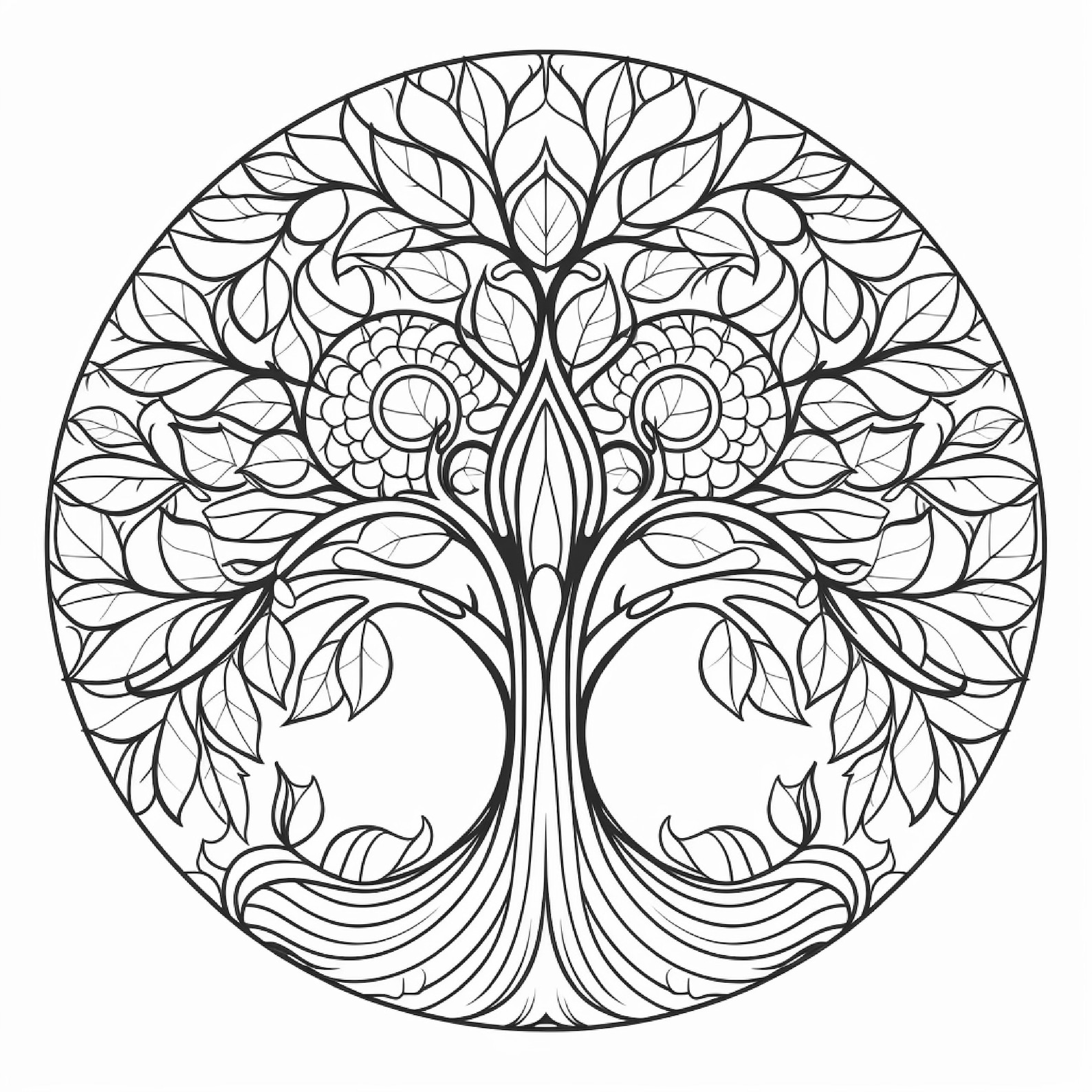 98 Mandala Tree Coloring Pages: Relaxing Designs (JPG & PNG - Digital ...