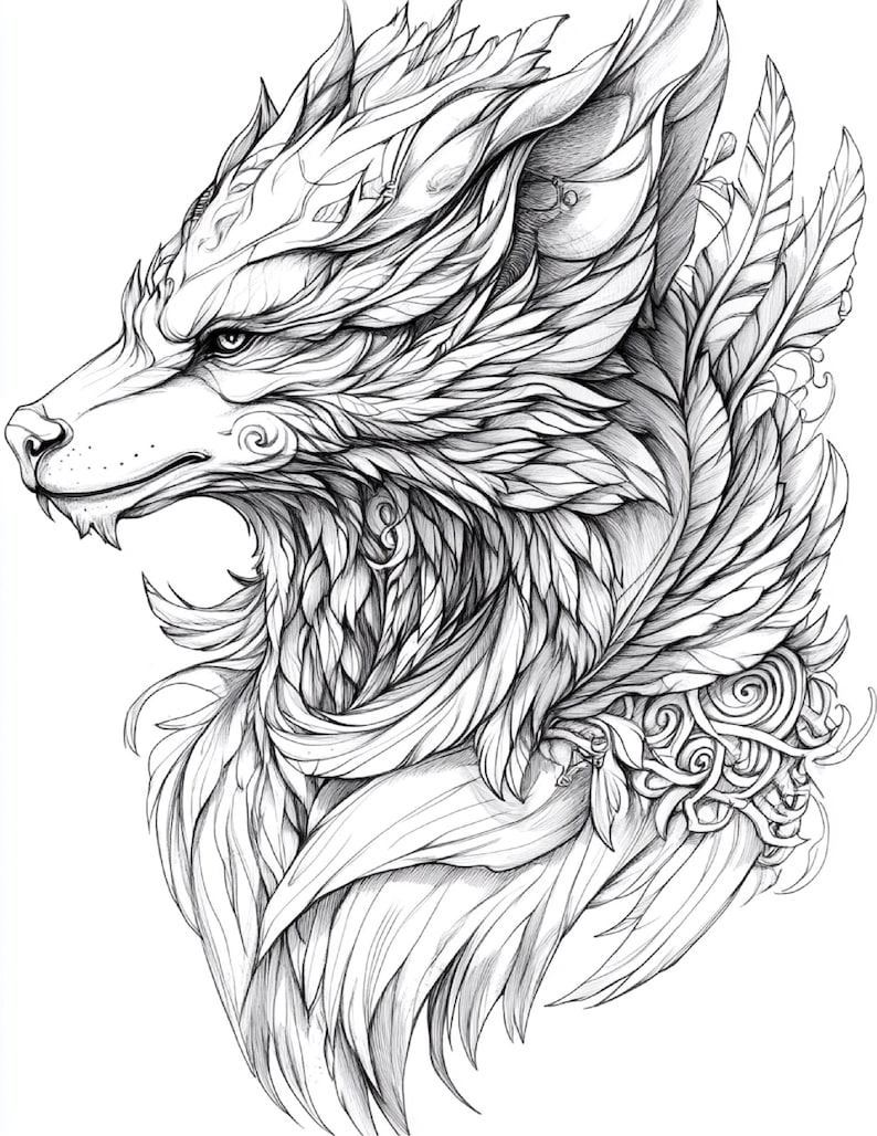 Animals & Mythical Creatures Coloring Pages: 100 Designs (digital ...