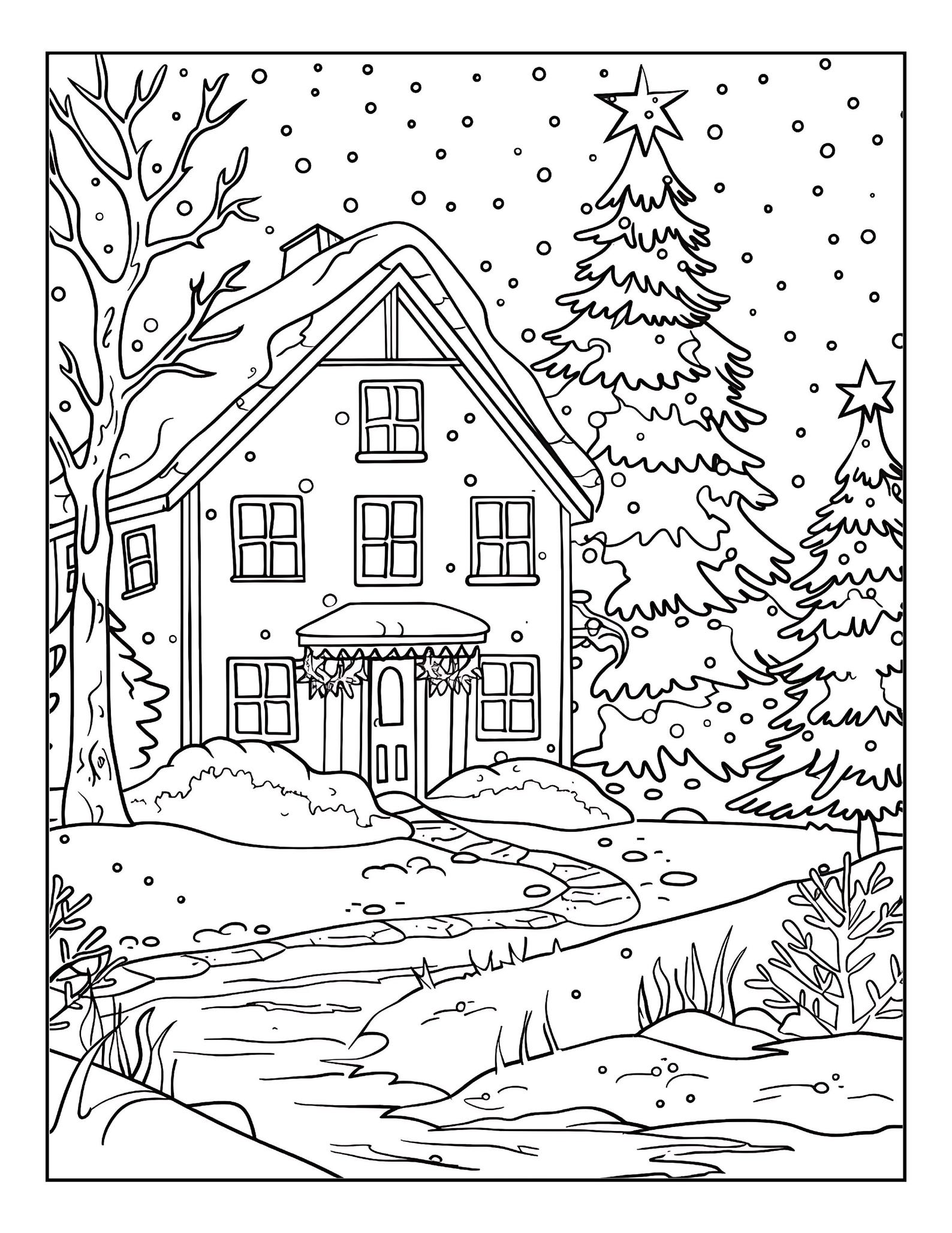 Christmas Scenes Coloring Pages: 100 Holiday Designs (PDF & PNG) - Etsy
