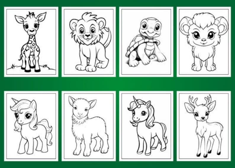 218 Cute Animals Coloring Book for Kids - Instant Digital Download, Fun ...