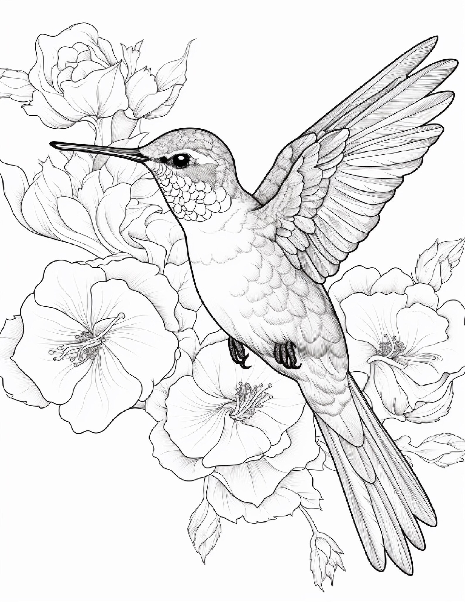 100 Hummingbird & Flower Coloring Pages PDF | Instant Download ...
