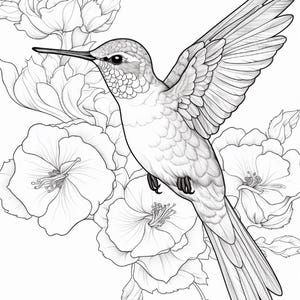 100 Hummingbird & Flower Coloring Pages PDF | Instant Download ...