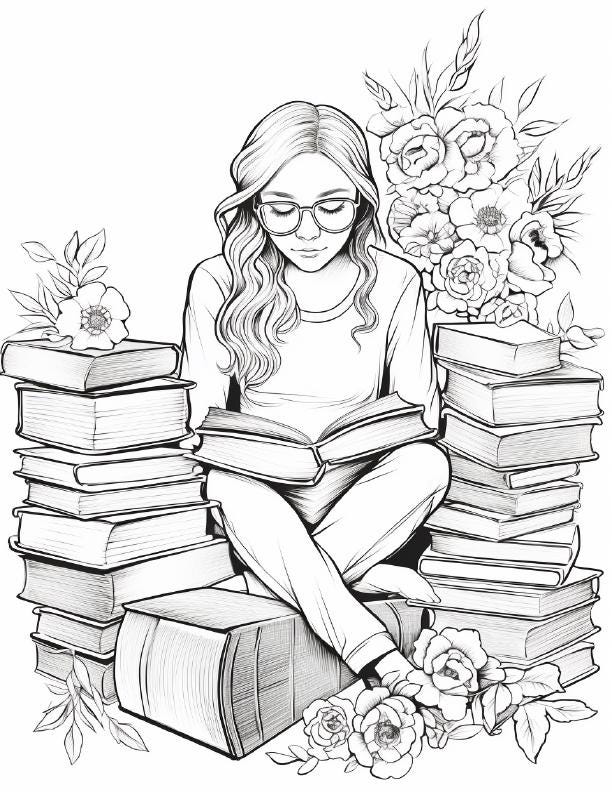 320 Colorable Illustrations: People Reading Books | Download All Images ...