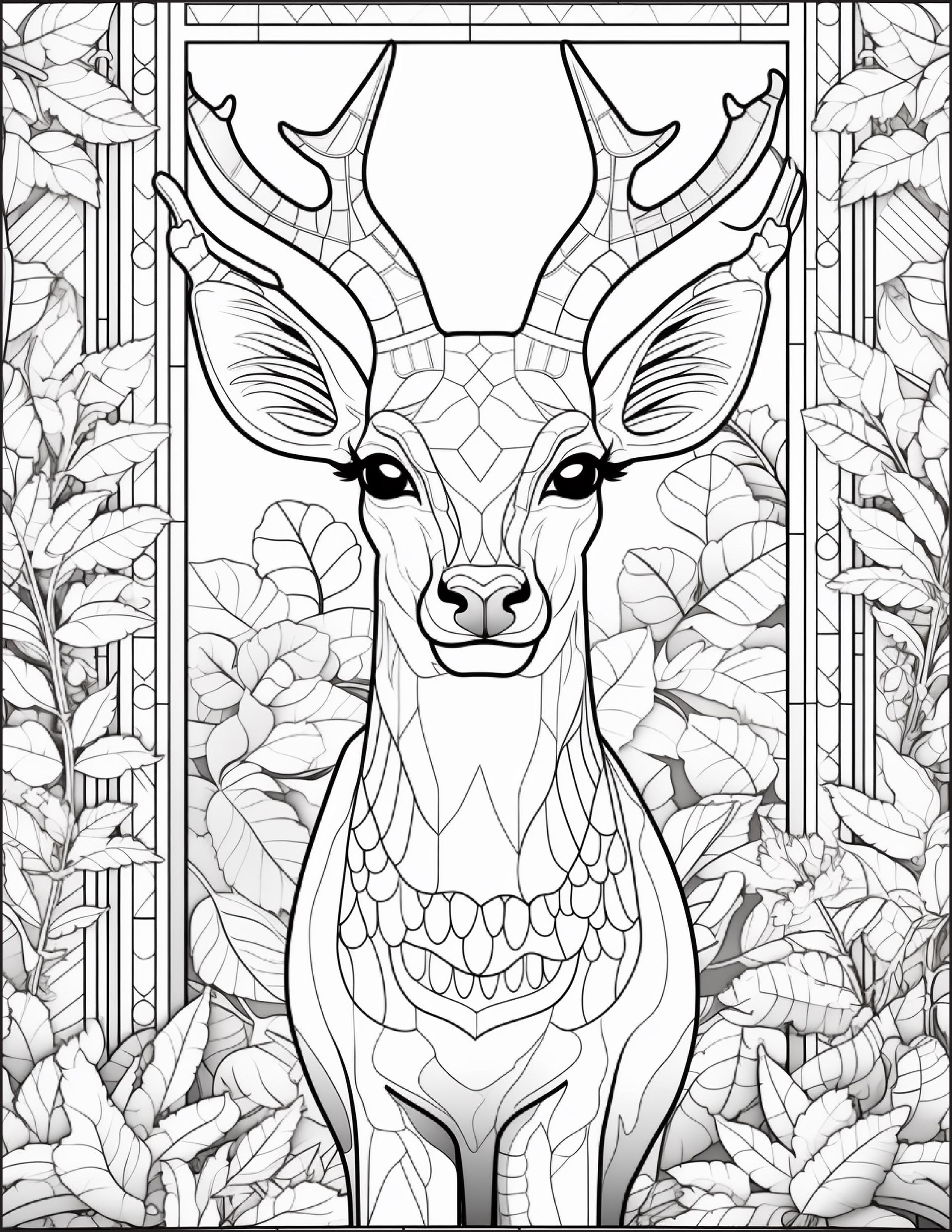 100 Stained Glass Animals Coloring Pages (PDF) - Etsy