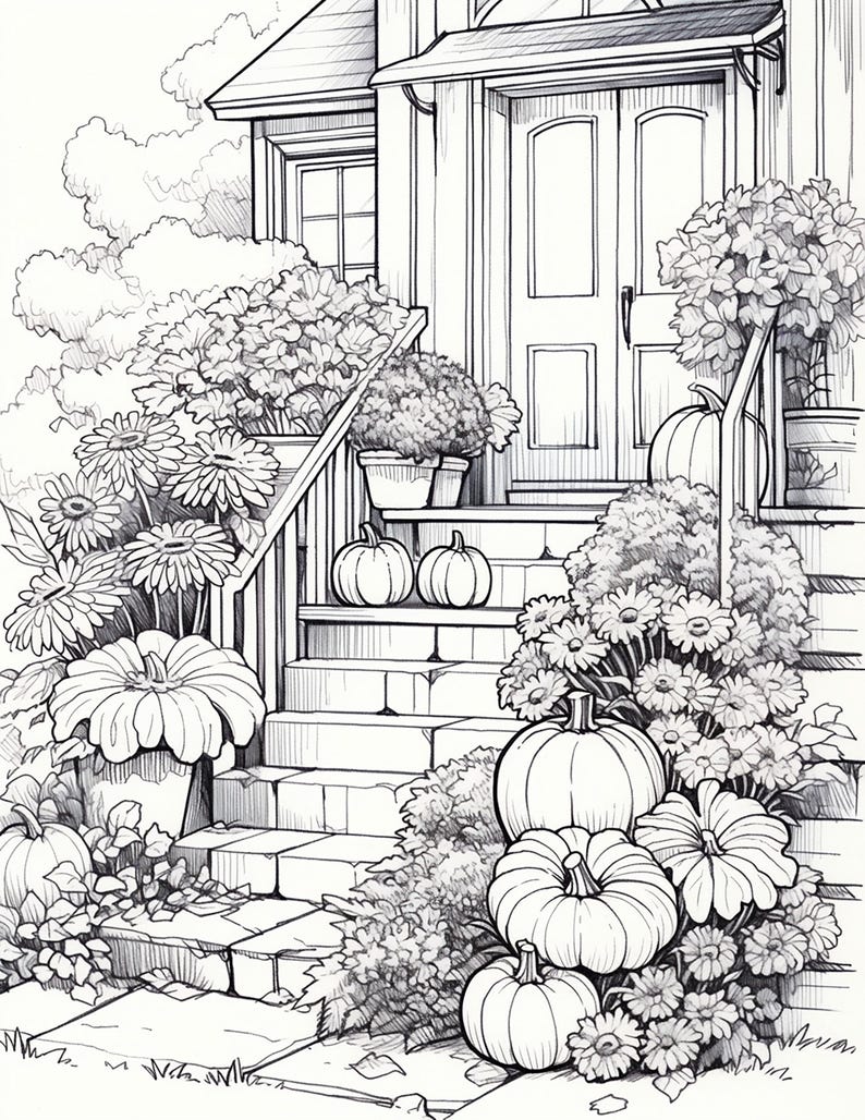 110 Cozy Autumn Coloring Pages | Instant Download PDF With Link to JPG ...