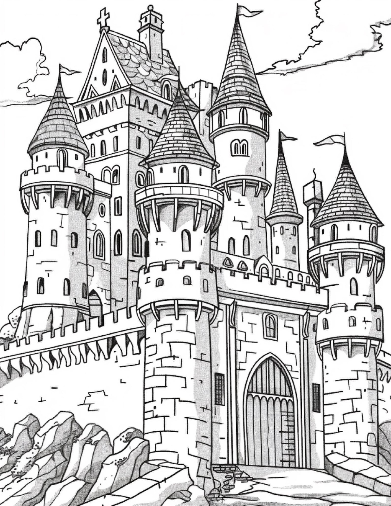 Medieval Castle Coloring Pages: 100 Immersive Designs (PDF + PNG ...