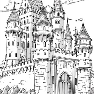 100 Immersive Medieval Castle Coloring Pages PDF + 200 PNG Files ...