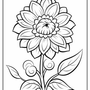 53 Easy Flower Coloring Pages - Instant PDF Download - Relaxing Floral ...