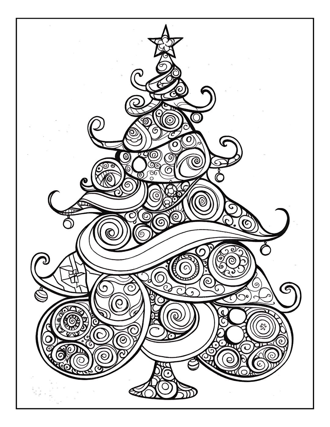 100 Woodland Christmas Tree Coloring Pages PDF + PNG Files | Digital ...