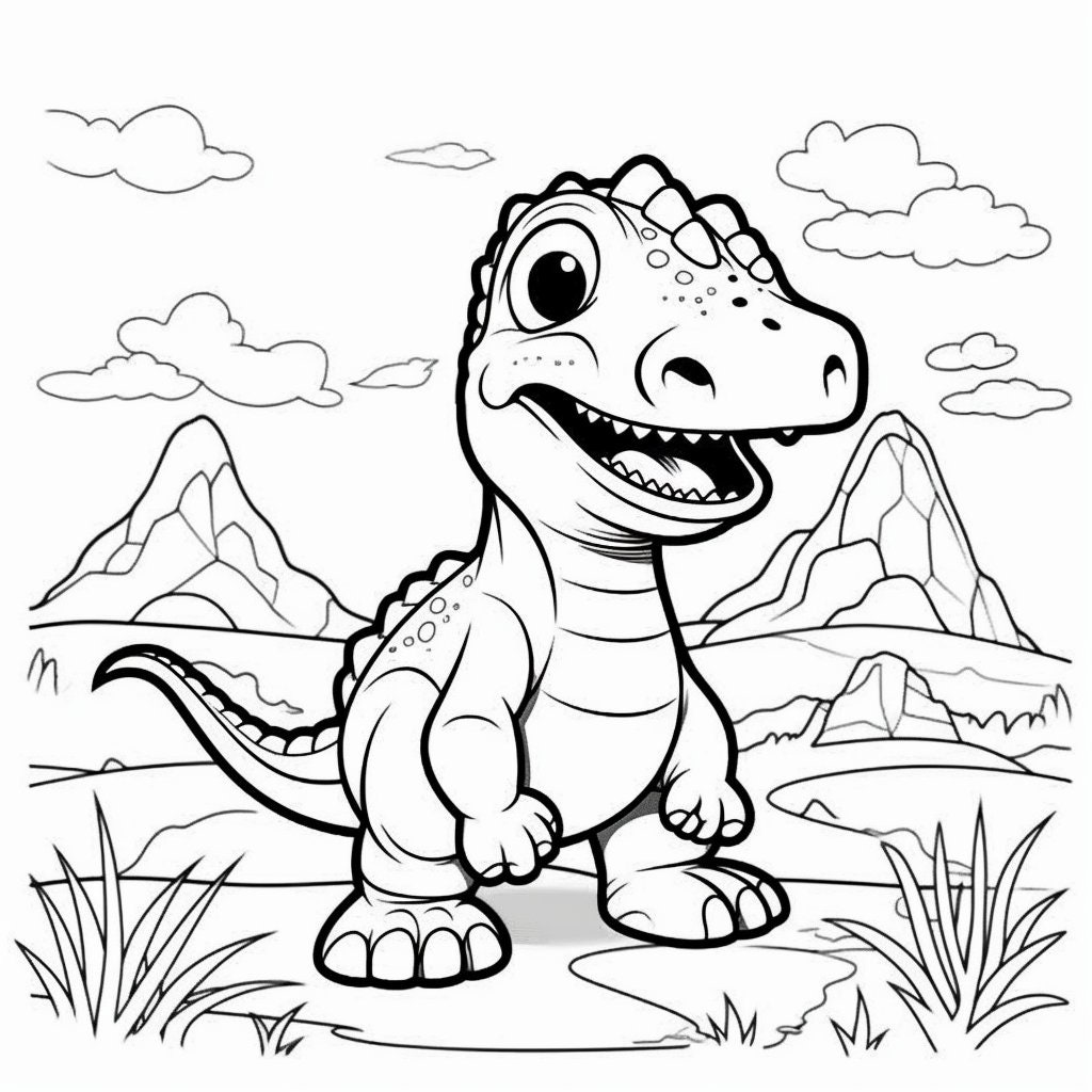 Set of 198 Cute Dinosaur Coloring Pages - Printable Dino Coloring ...
