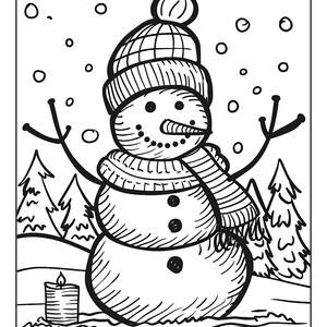 Winter Snowman Coloring Pages: 100 Fun Scenes (PDF & PNG) - Etsy
