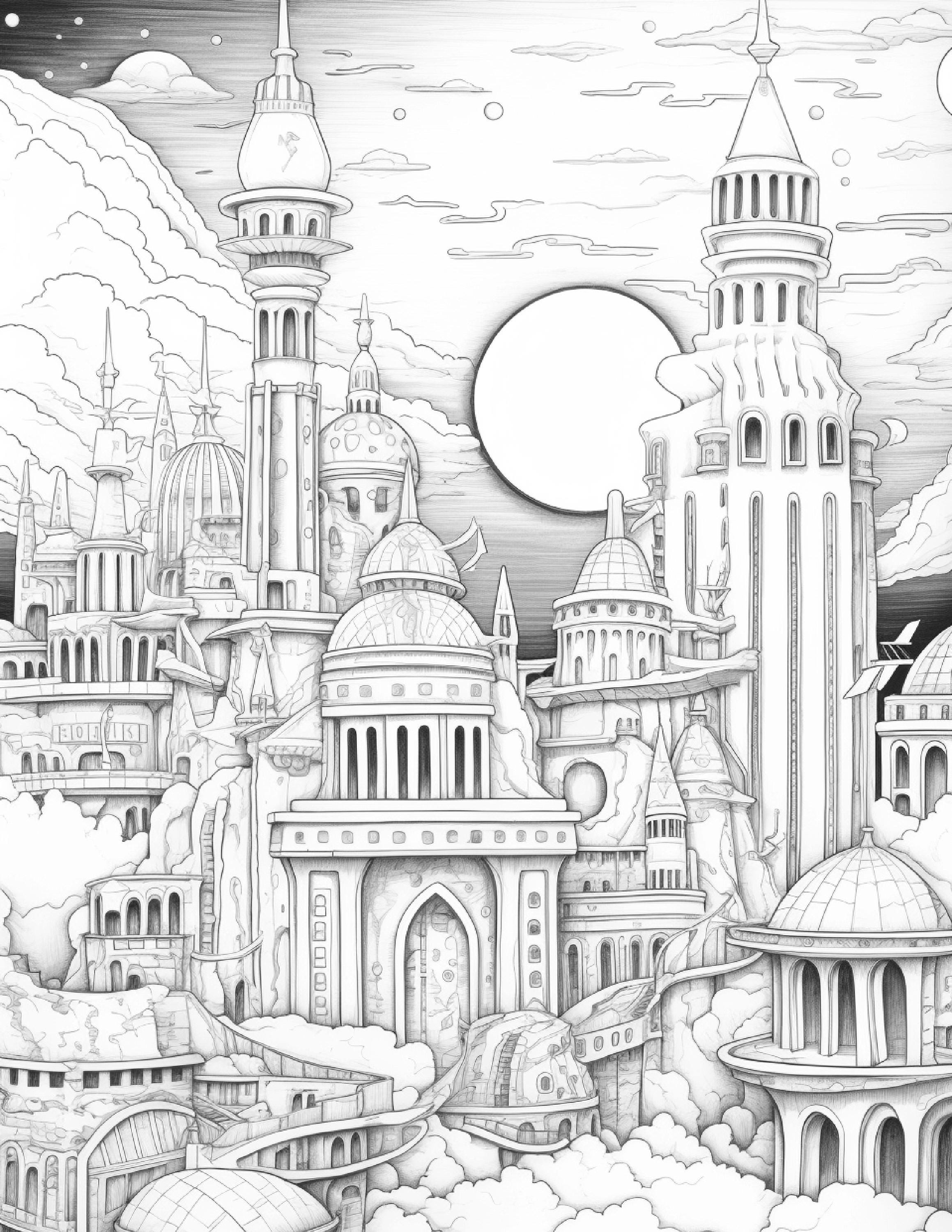 100 Wondrous Buildings Coloring PDF + Bonus: Link to 160 Extra JPG ...