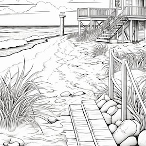 Beach Bliss: 10 Printable Coloring Pages for Relaxing Coastal Scenes - Etsy