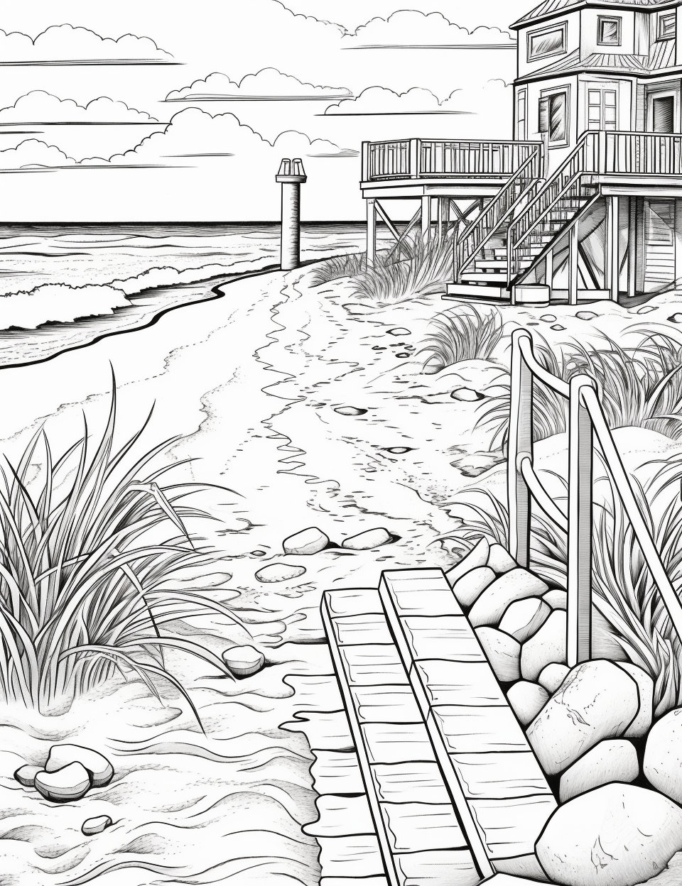 Beach Bliss: 10 Printable Coloring Pages for Relaxing Coastal Scenes - Etsy