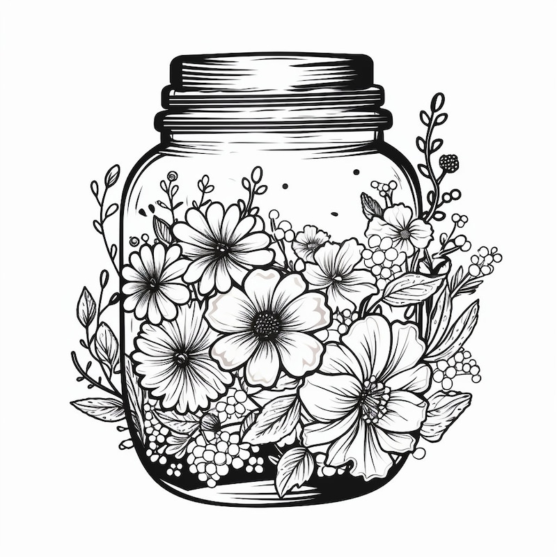 Flower Jar Coloring - Etsy
