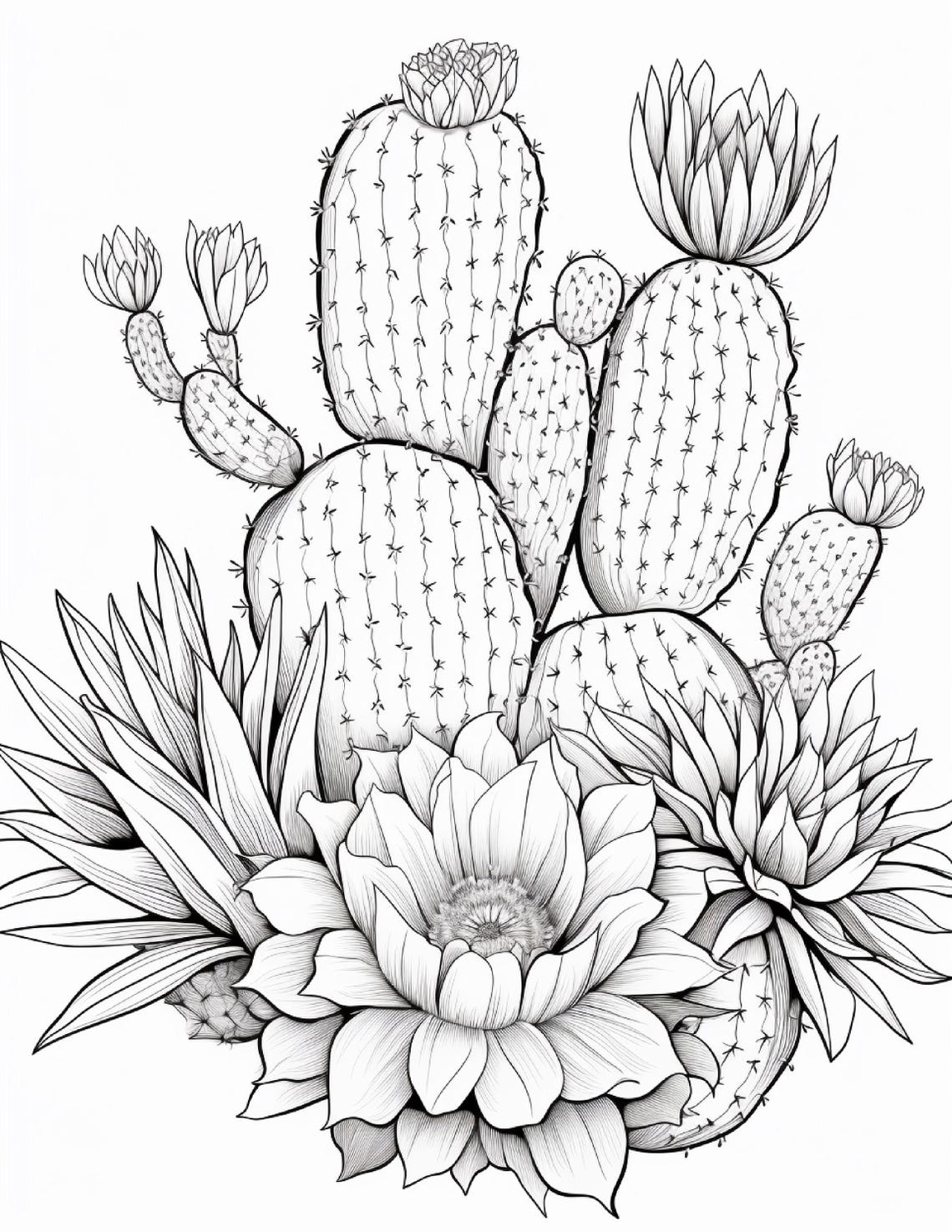 100 Cactus Flower Coloring Pages | PDF Download With Bonus JPG Images ...