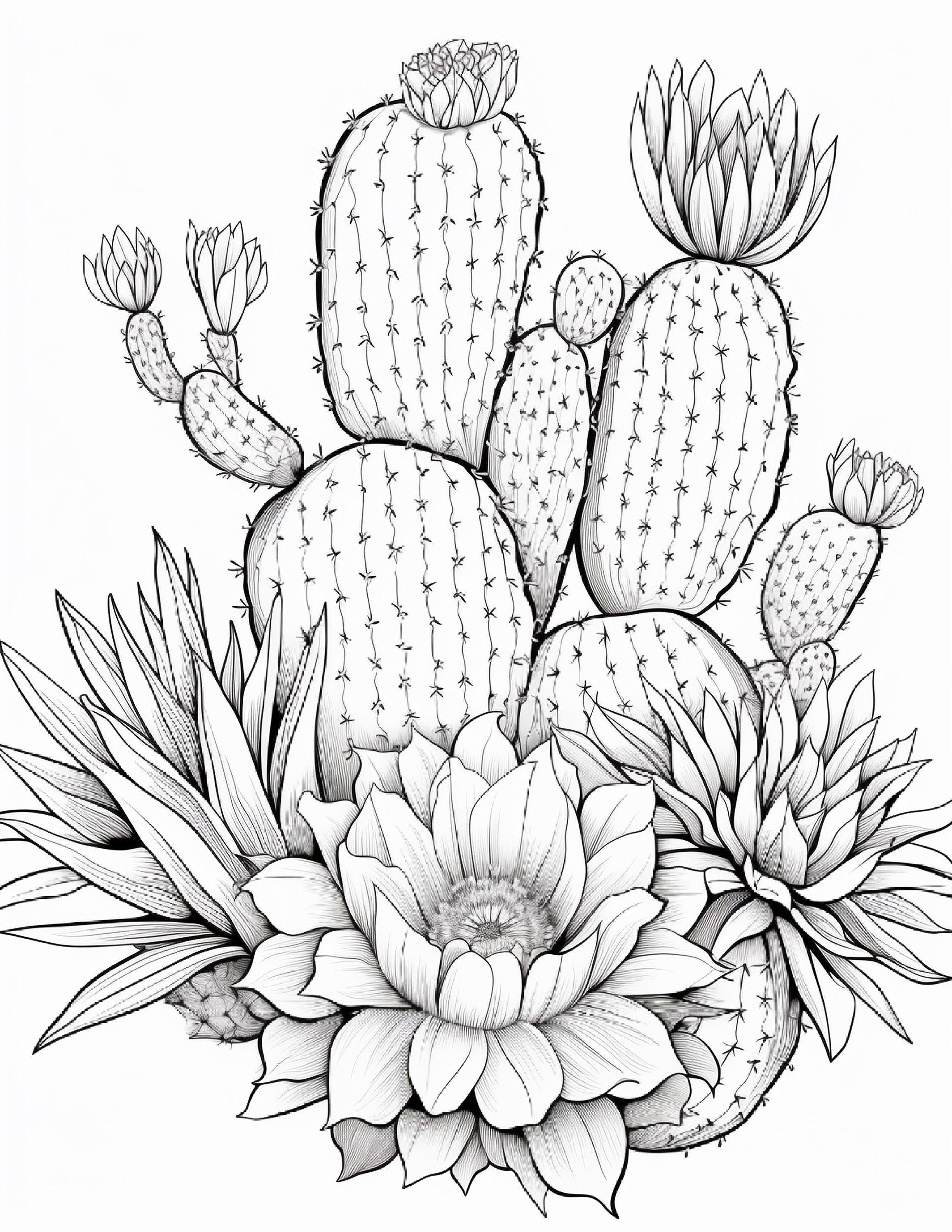 100 Cactus Flower Coloring Pages | PDF Download With Bonus JPG Images ...