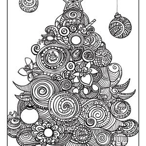 100 Woodland Christmas Tree Coloring Pages PDF + PNG Files | Digital ...