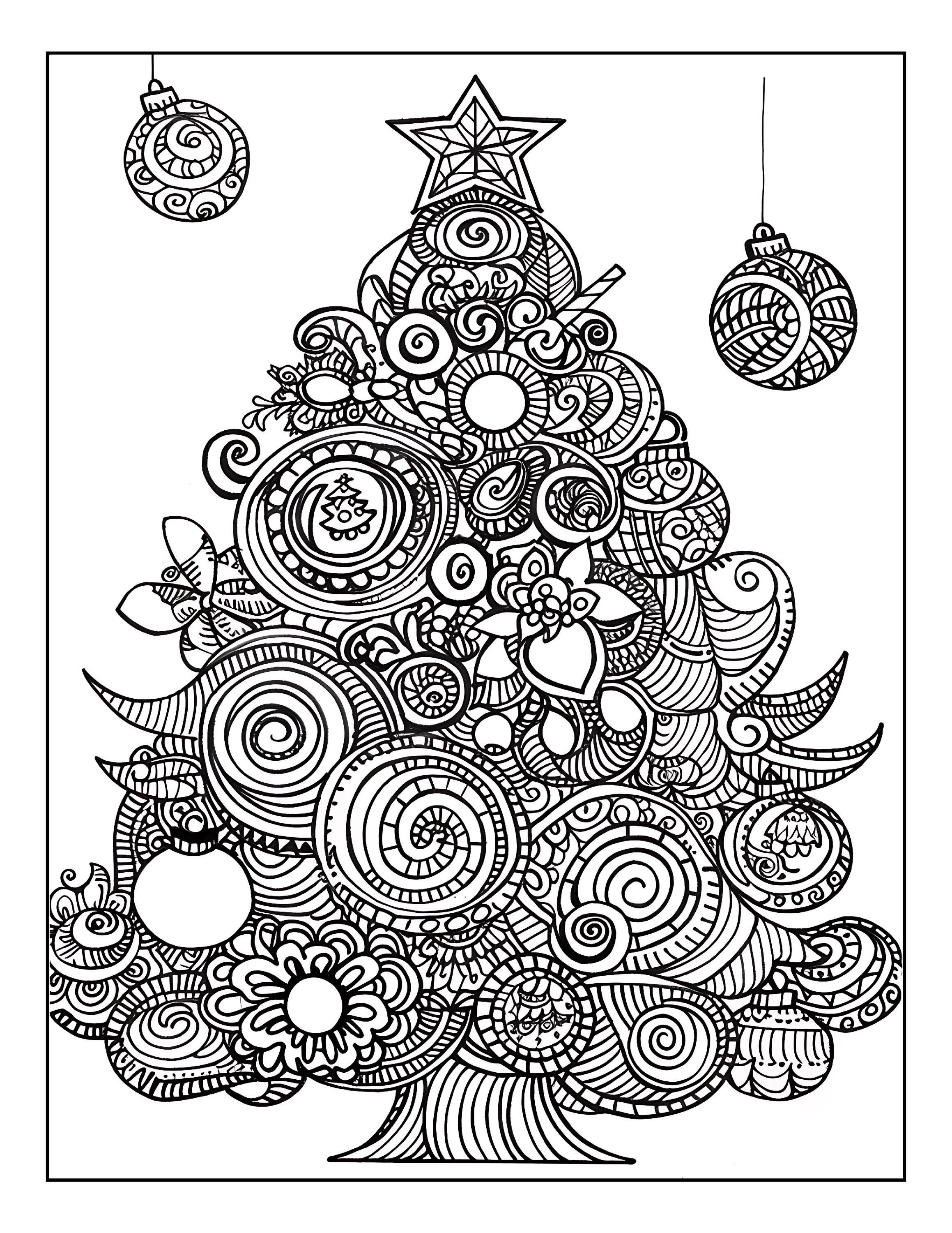 100 Woodland Christmas Tree Coloring Pages PDF + PNG Files | Digital ...