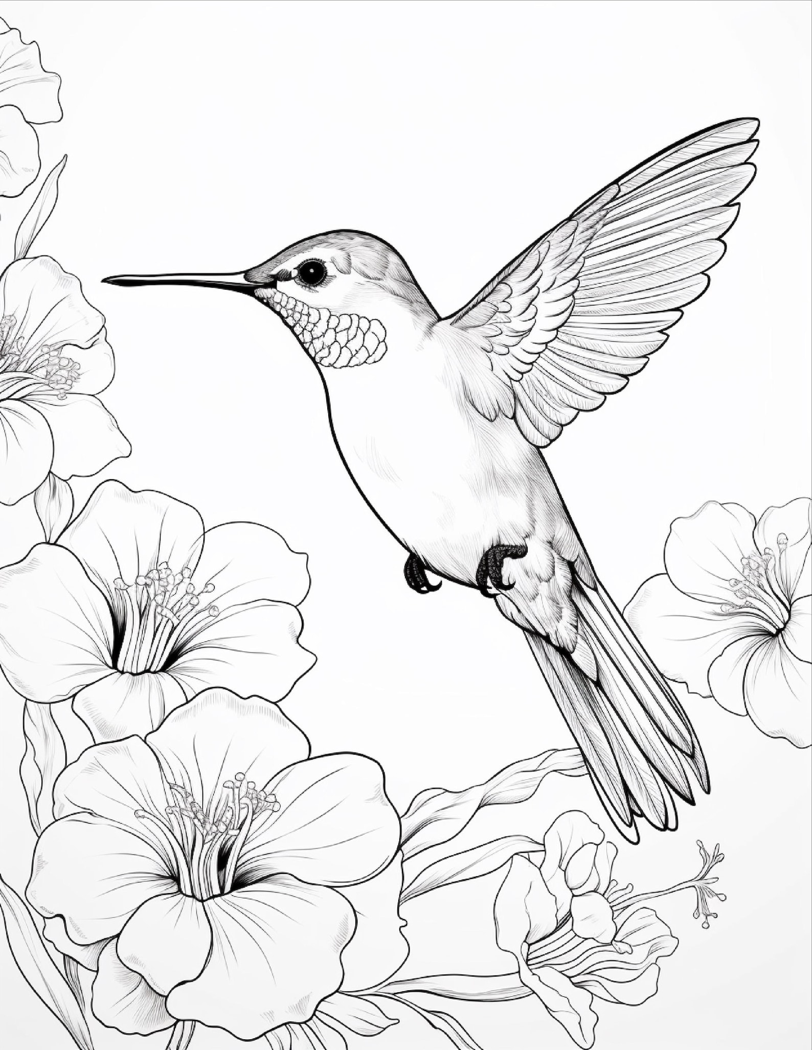 100 Hummingbird & Flower Coloring Pages PDF | Instant Download ...