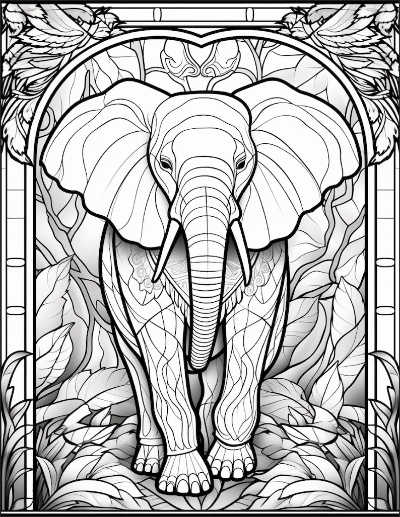 100 Stained Glass Animals Coloring Pages (PDF) - Etsy