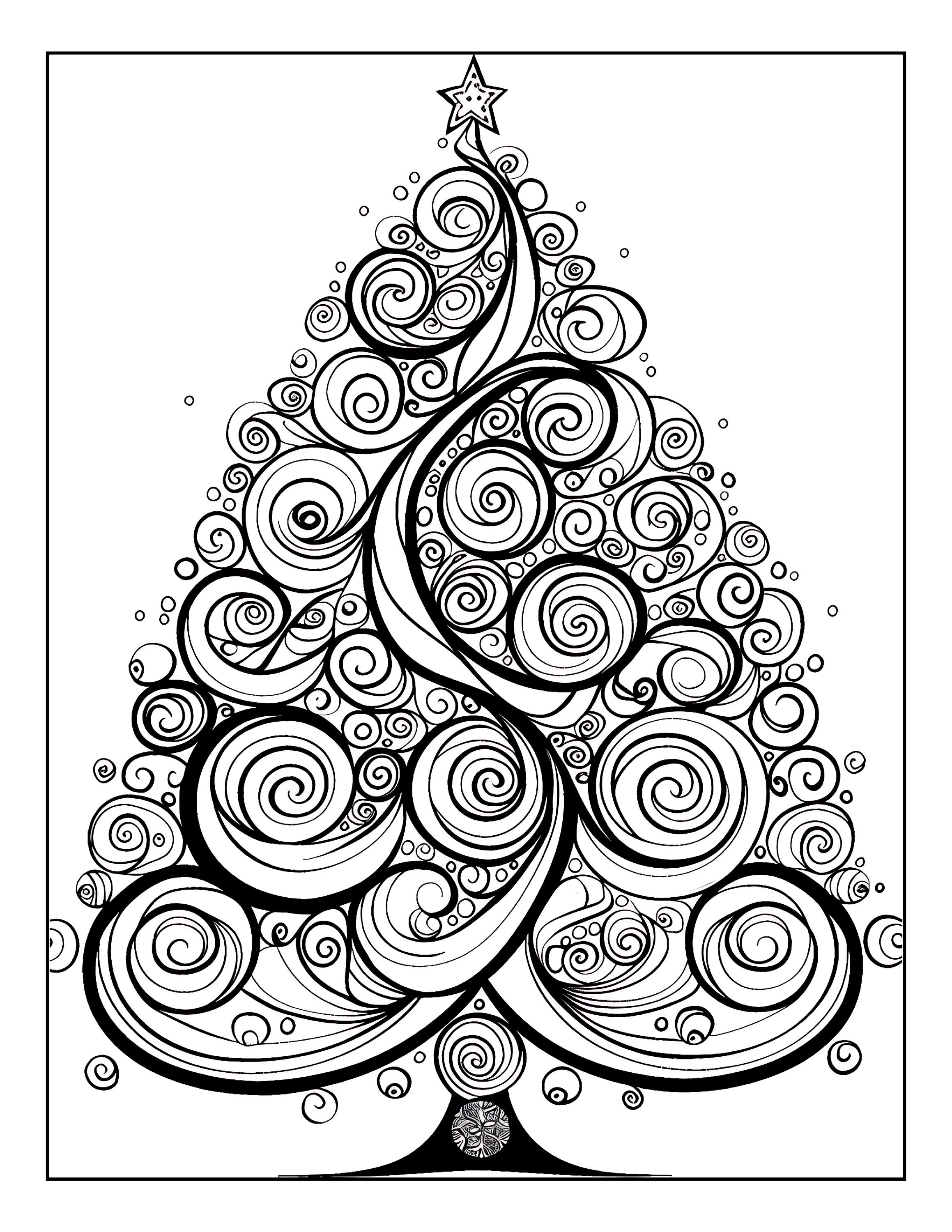 100 Woodland Christmas Tree Coloring Pages PDF + PNG Files | Digital ...