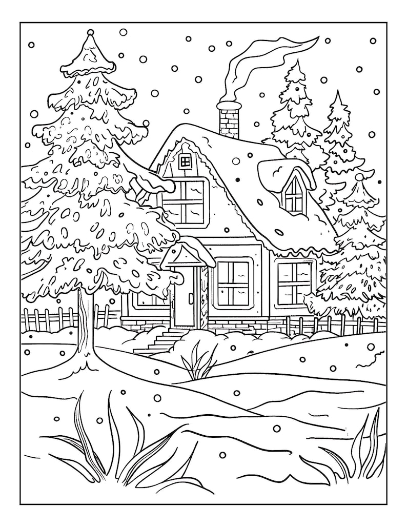 Christmas Scenes Coloring Pages: 100 Holiday Designs (PDF & PNG) - Etsy