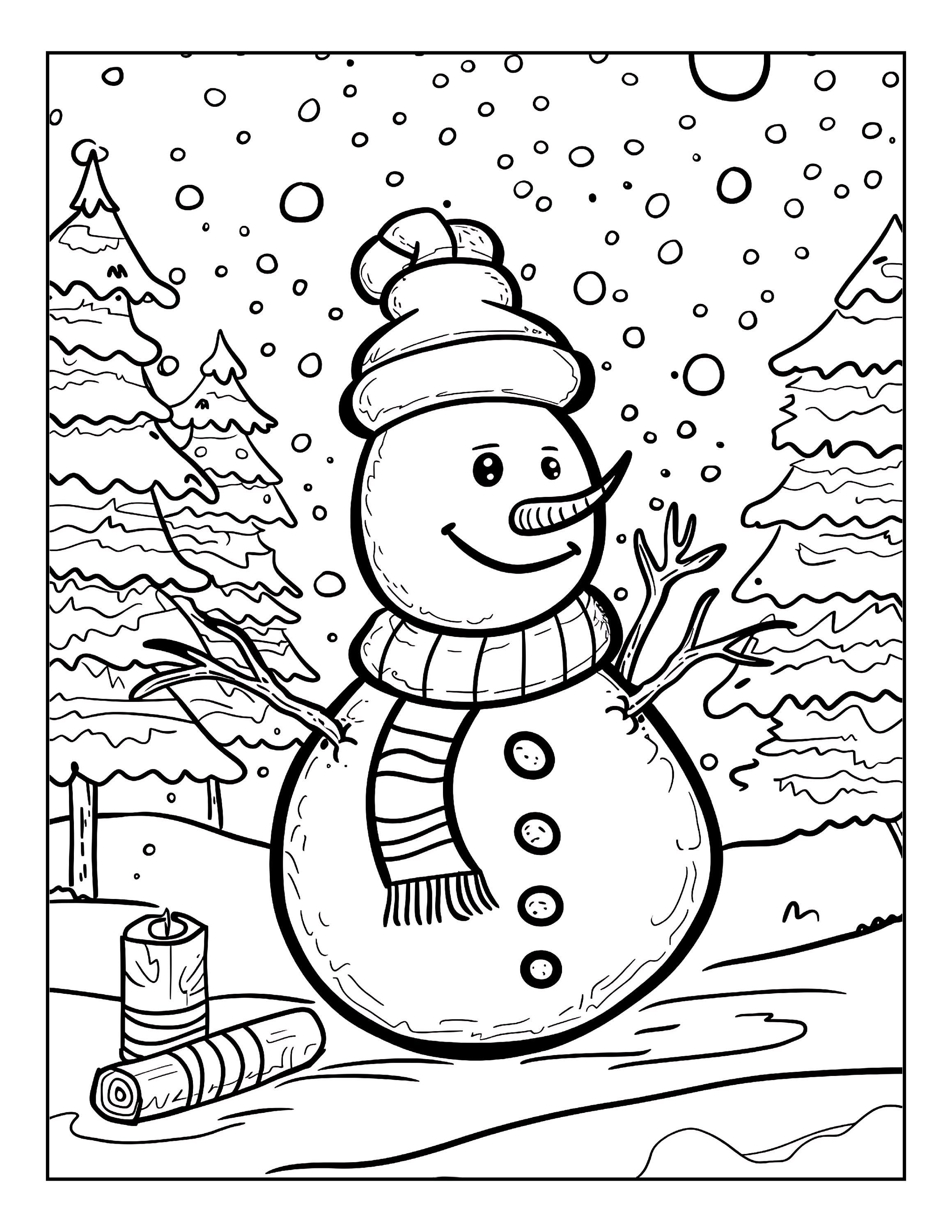 Winter Snowman Coloring Pages: 100 Fun Scenes (PDF & PNG) - Etsy