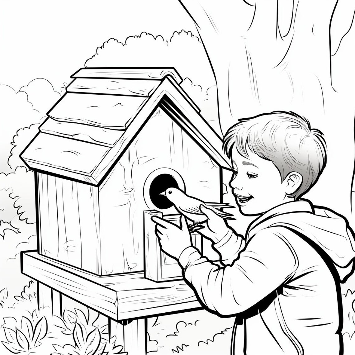 100 Bird Houses Coloring Pages + Bonus! Download Link With 291 Extra ...