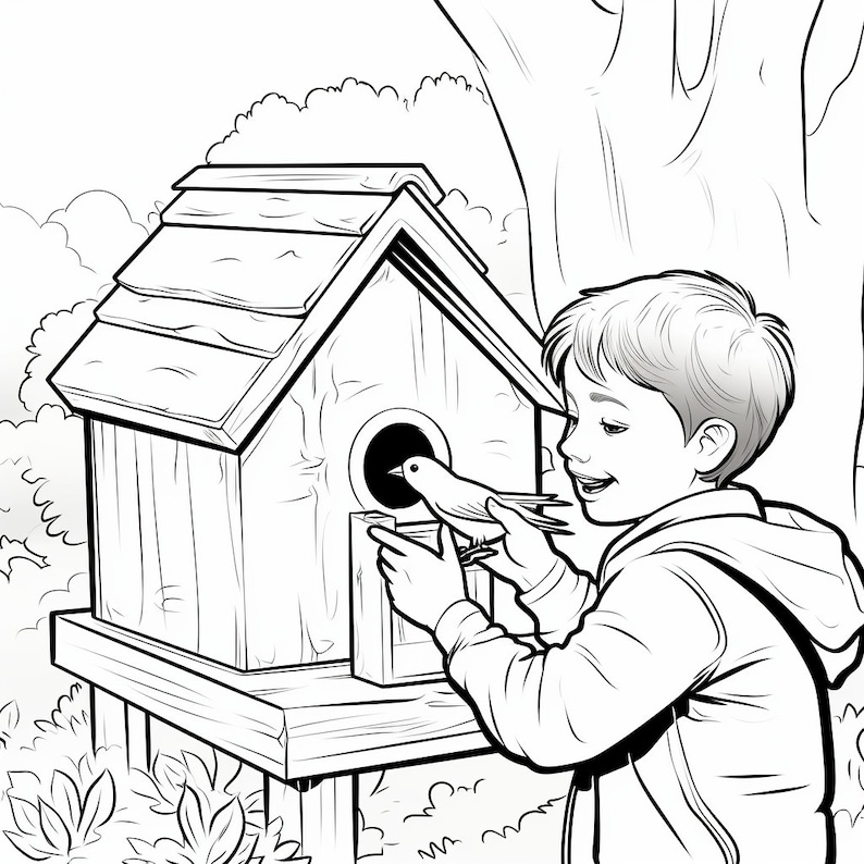 100 Bird Houses Coloring Pages + Bonus! Download Link With 291 Extra ...
