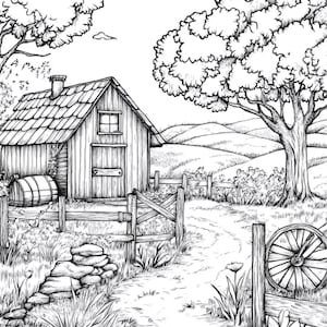 100 Countryside Scenes Coloring Pages | Printable Rural Landscape Art ...