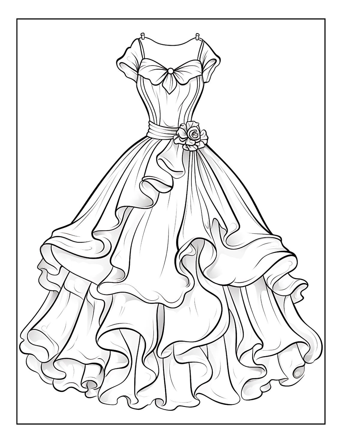 100 Dresses to Color - Instant PDF Download - Fashion Coloring Pages ...
