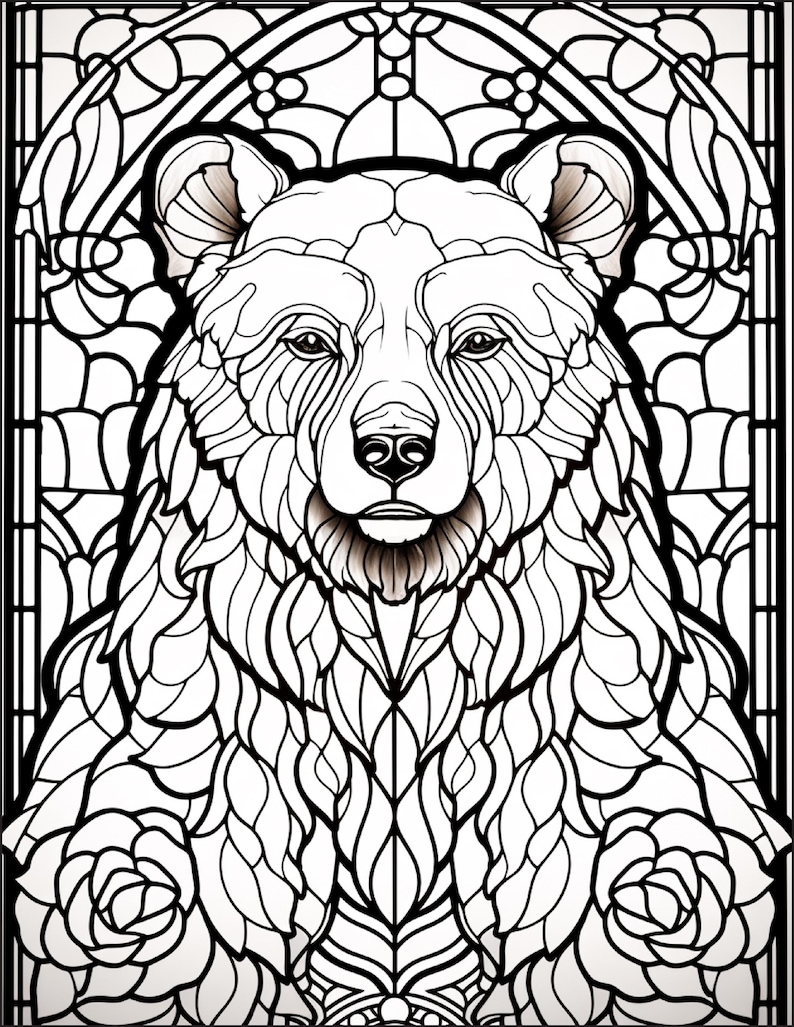 100 Stained Glass Animals Coloring Pages (PDF) - Etsy