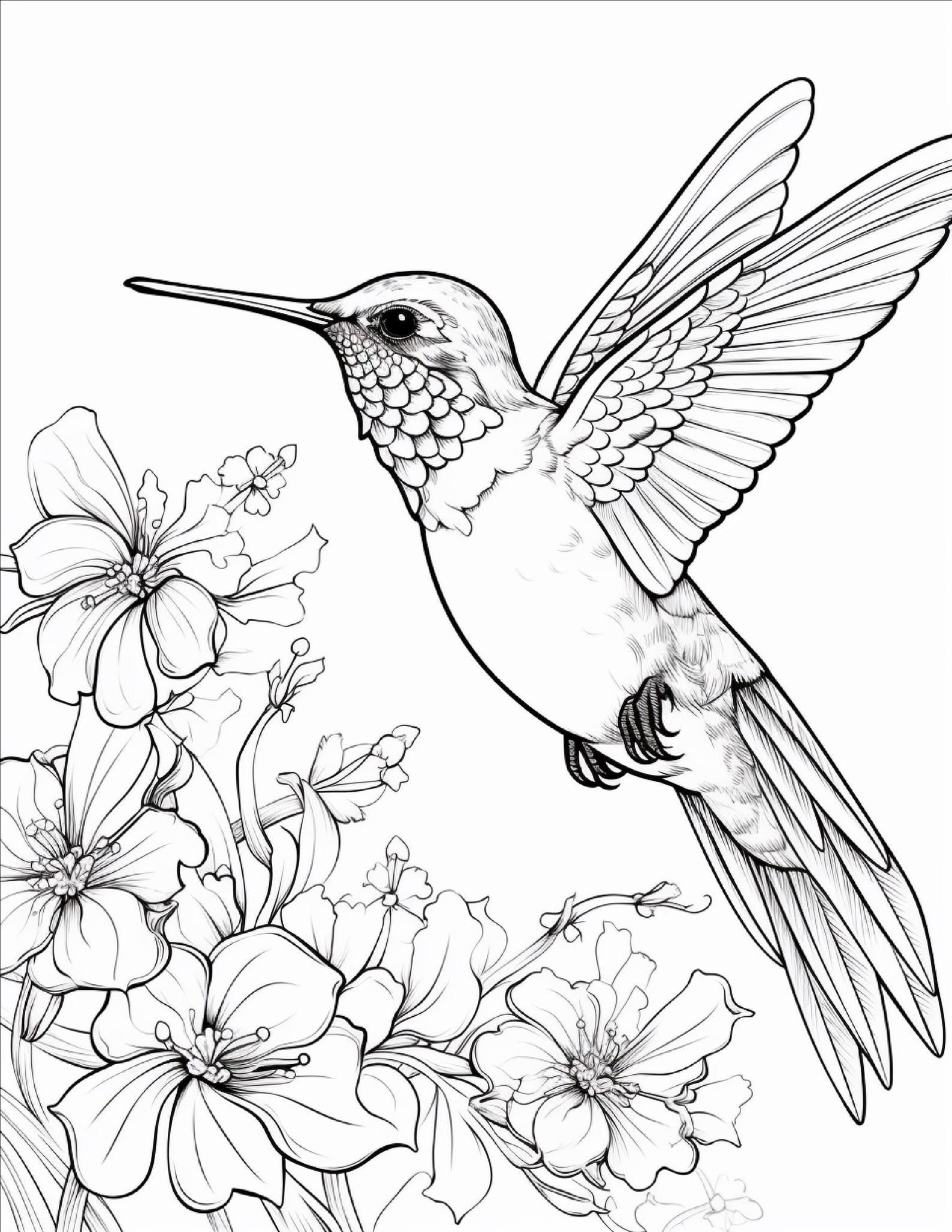 100 Hummingbird & Flower Coloring Pages PDF | Instant Download ...