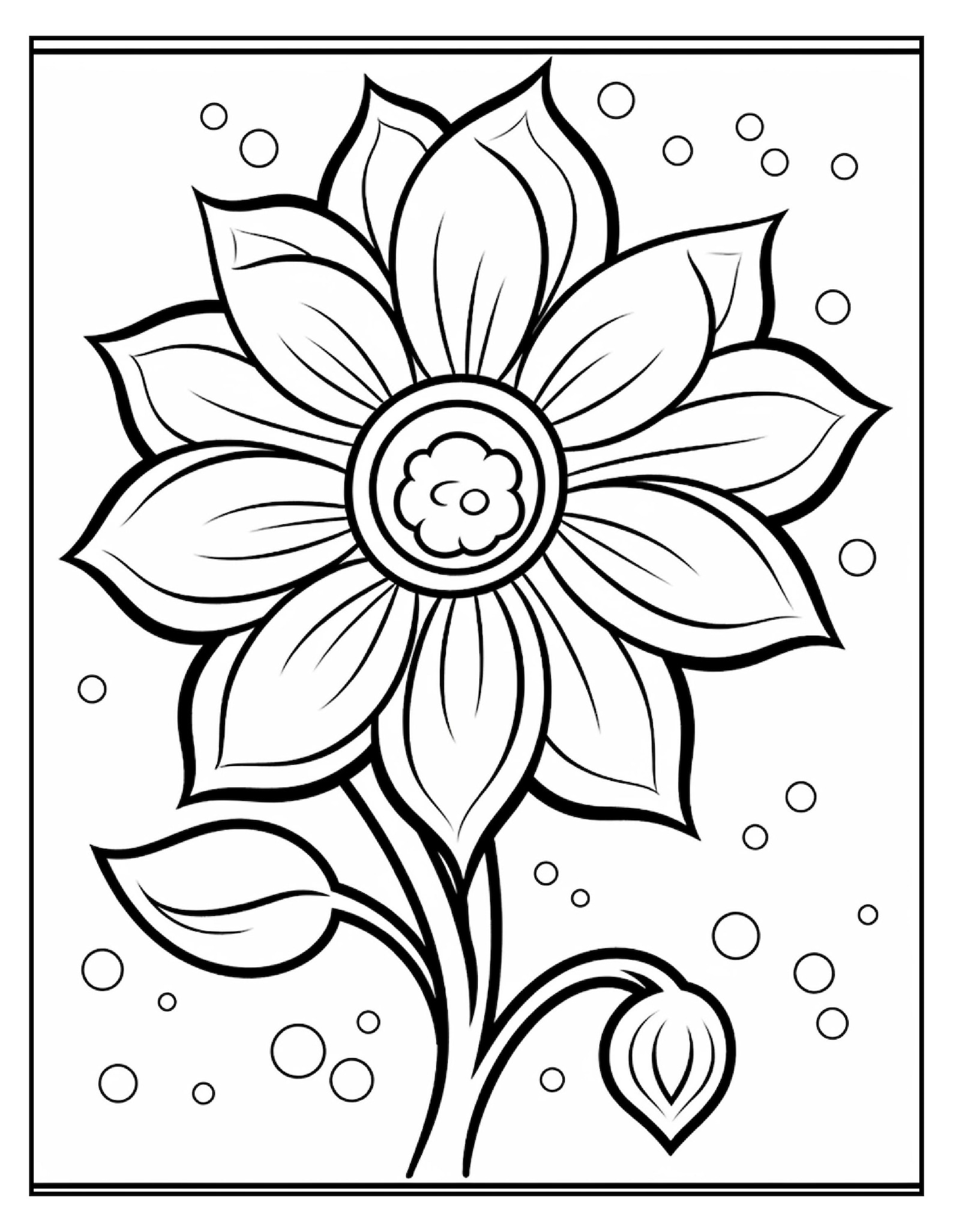 53 Easy Flower Coloring Pages - Instant PDF Download - Relaxing Floral ...