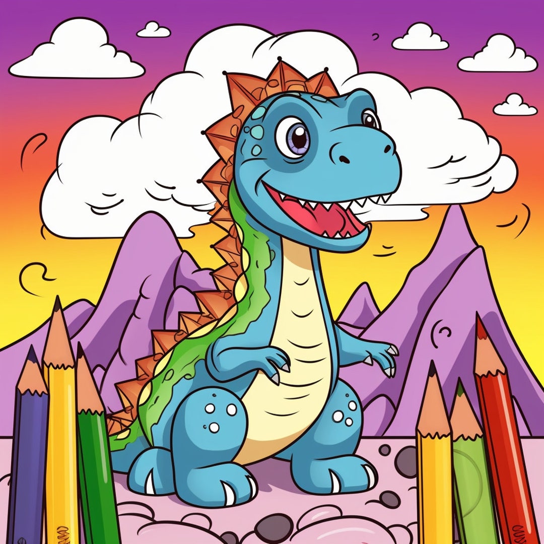 Set of 198 Cute Dinosaur Coloring Pages - Printable Dino Coloring ...