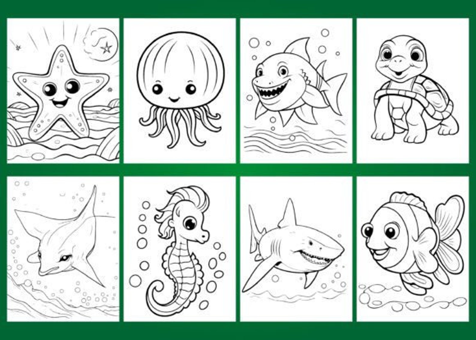 Download Instantly: 229 Adorable Ocean Animal Coloring Pages - Cute ...