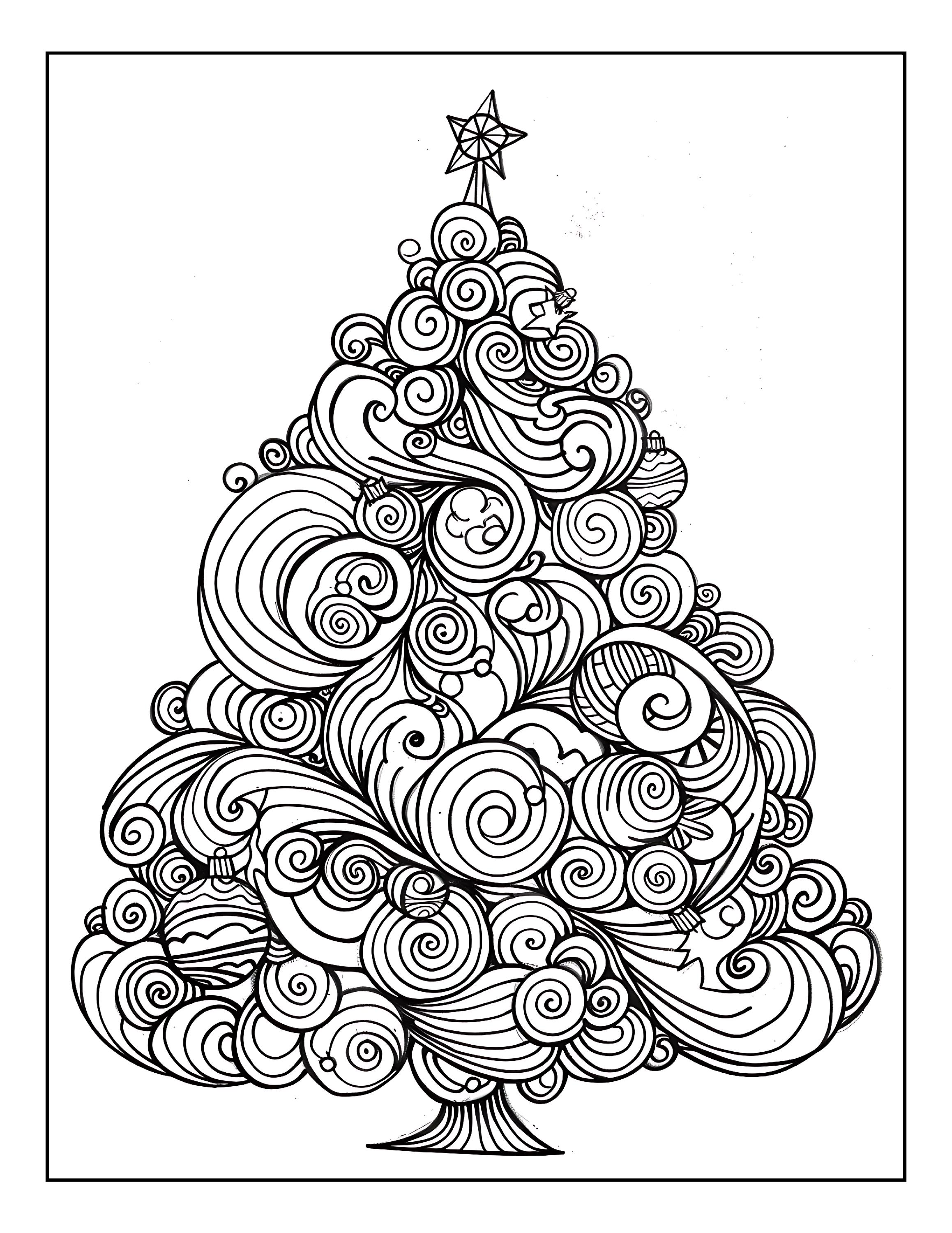 100 Woodland Christmas Tree Coloring Pages PDF + PNG Files | Digital ...