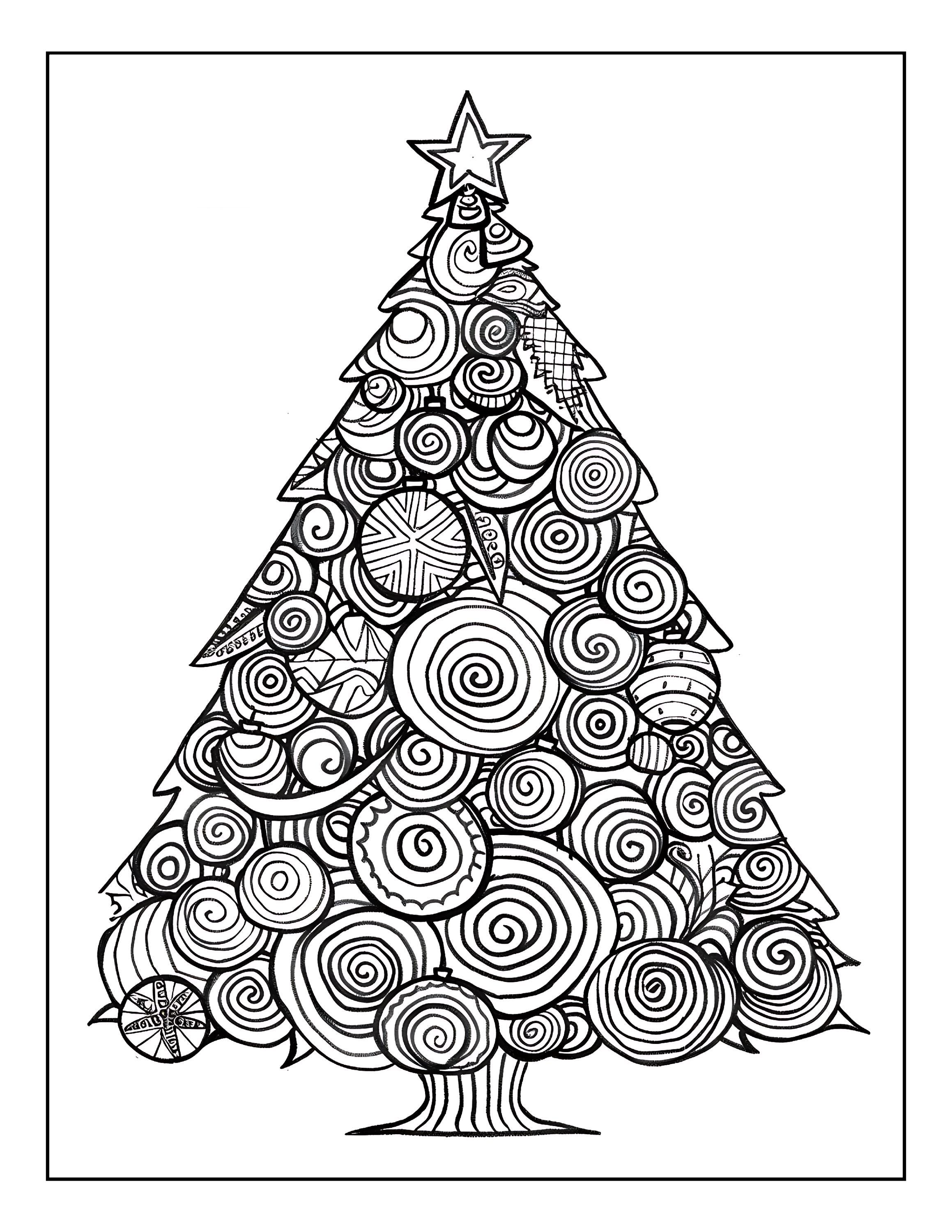 100 Woodland Christmas Tree Coloring Pages PDF + PNG Files | Digital ...