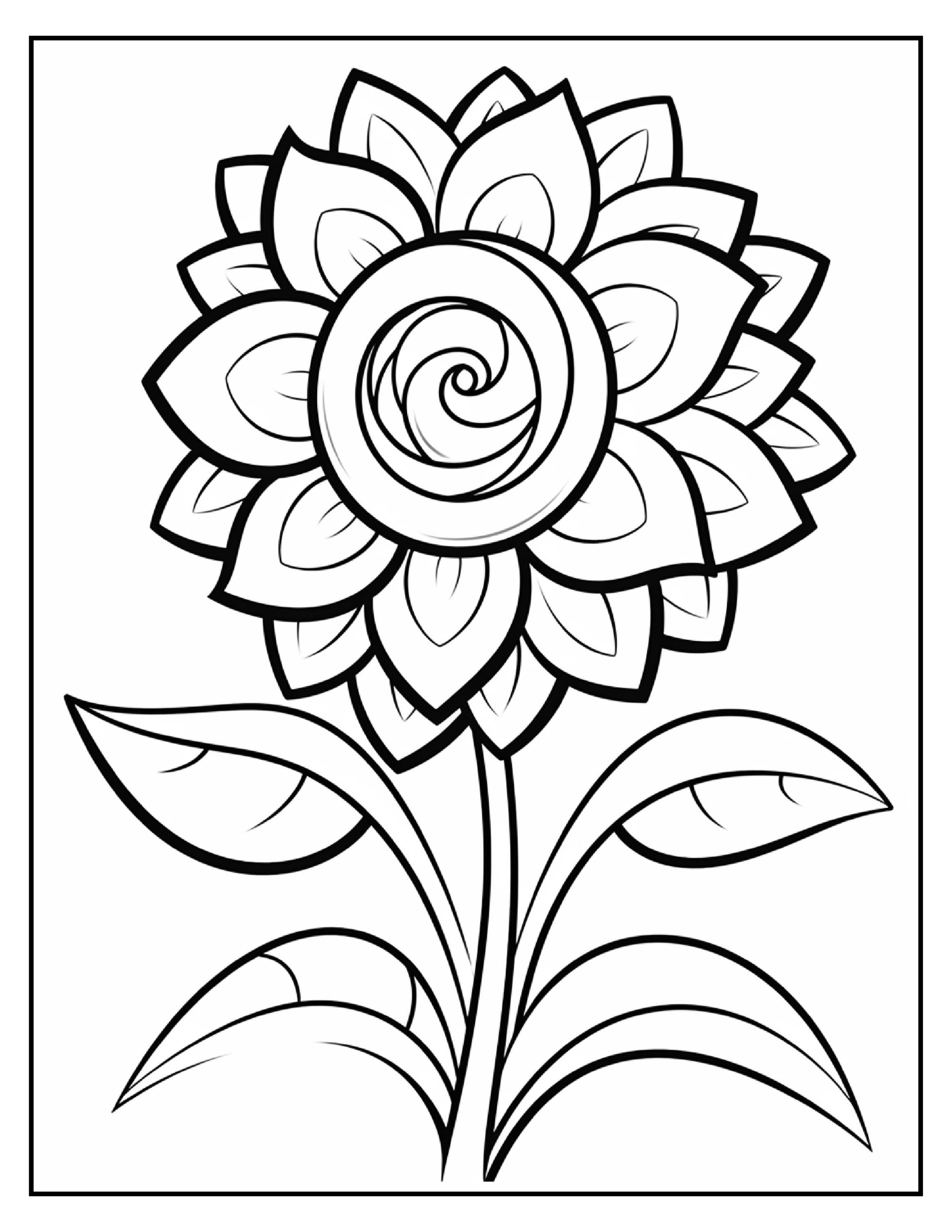 53 Easy Flower Coloring Pages - Instant PDF Download - Relaxing Floral ...