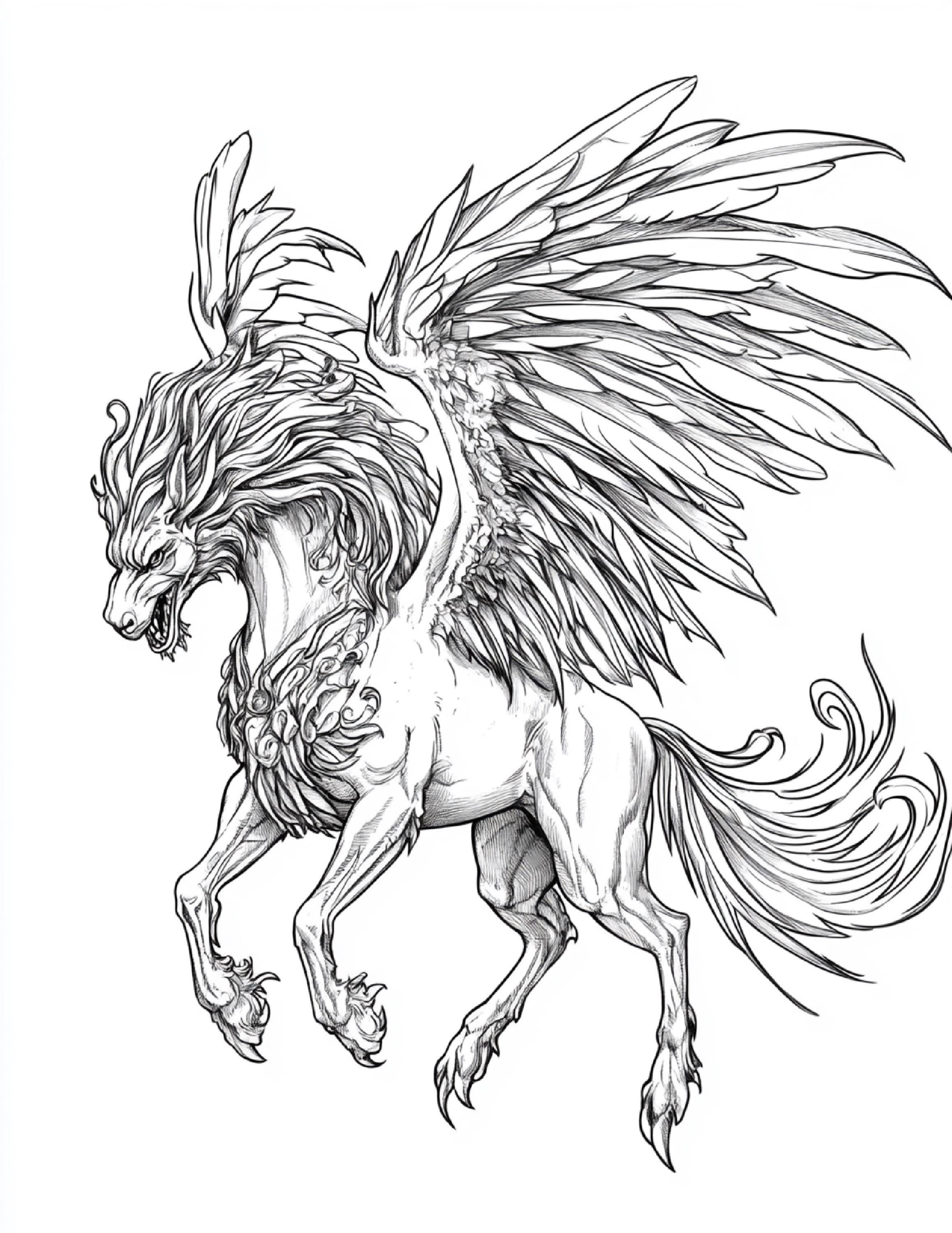 Animals & Mythical Creatures Coloring Pages: 100 Designs (digital ...