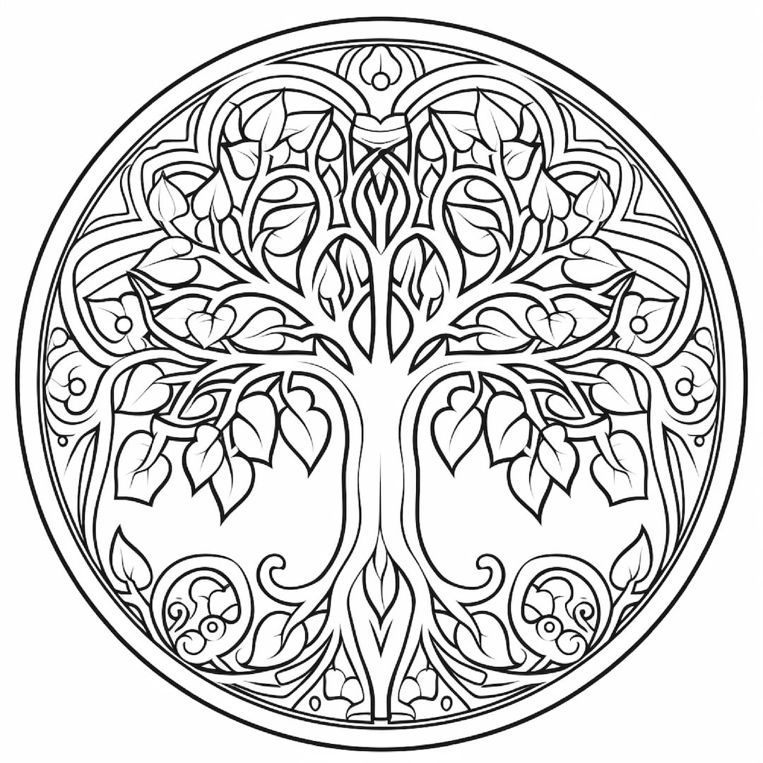 98 Mandala Trees Coloring Pages - Instant Download - JPG and PNG ...