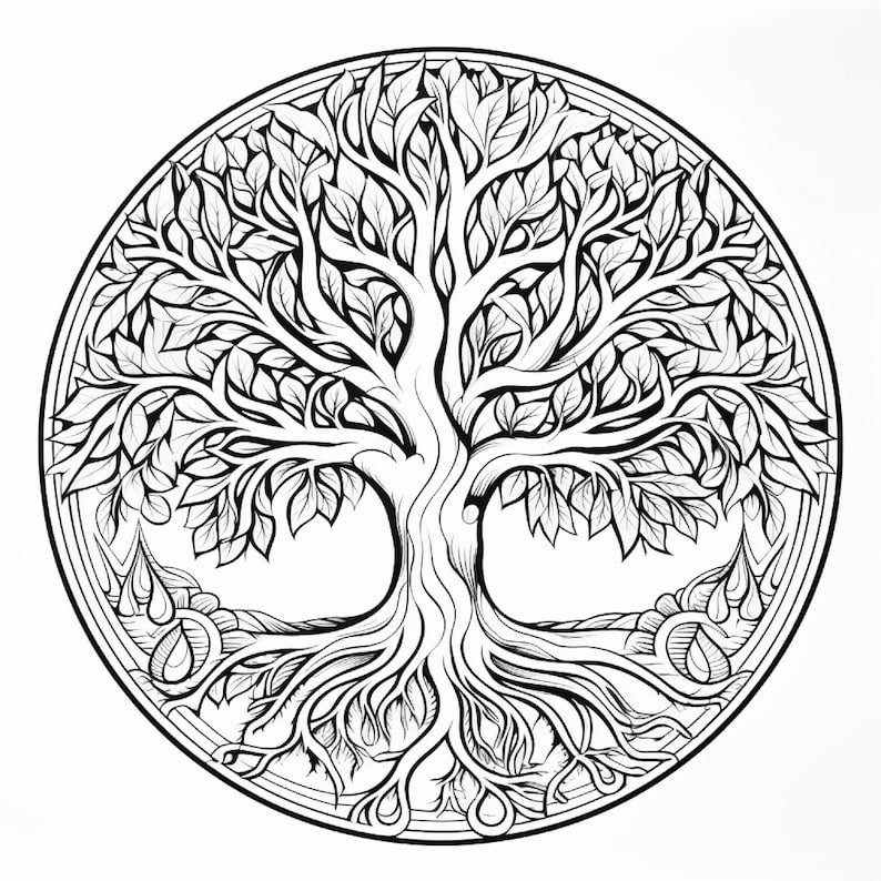 98 Mandala Trees Coloring Pages Instant Download JPG and PNG Formats ...