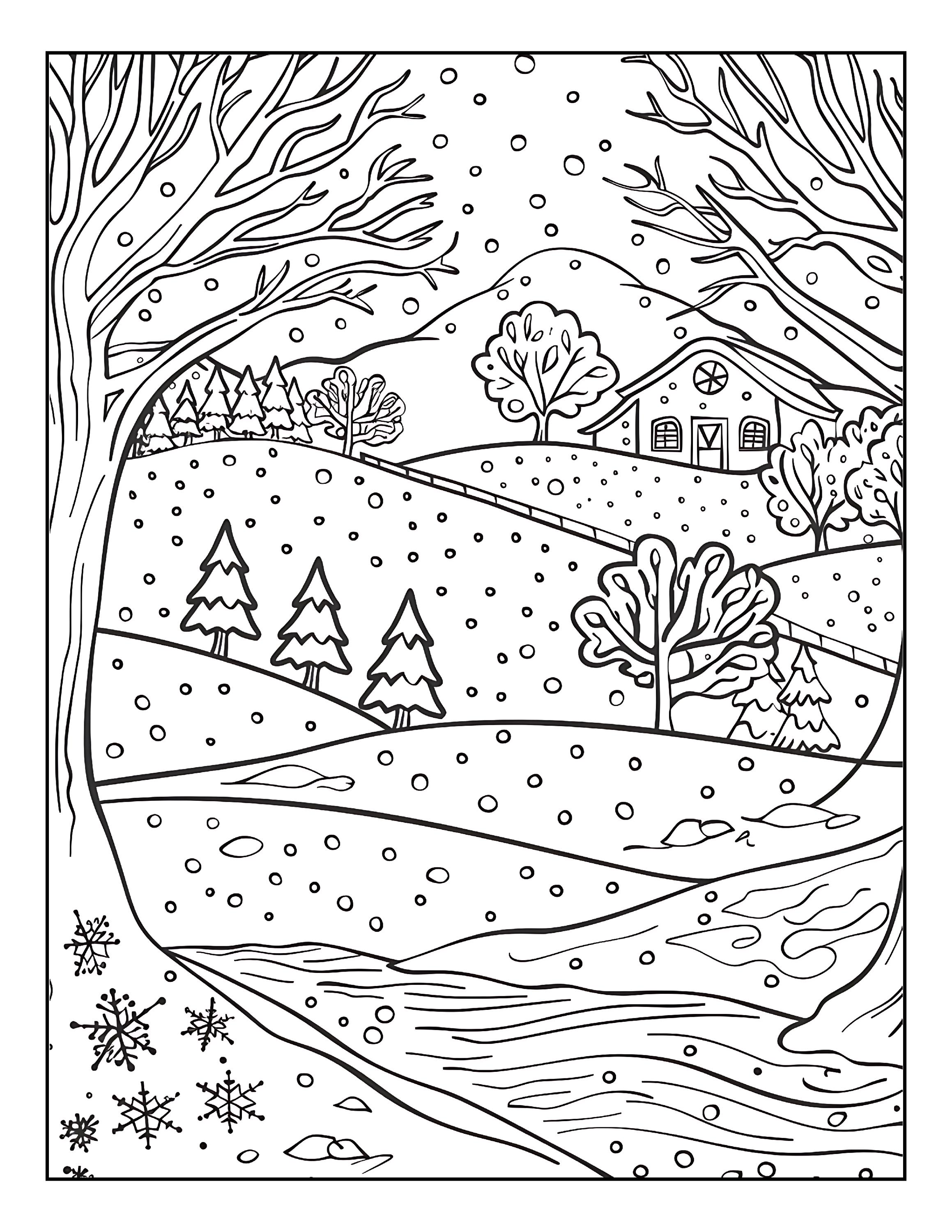 Christmas Scenes Coloring Pages: 100 Holiday Designs (PDF & PNG) - Etsy