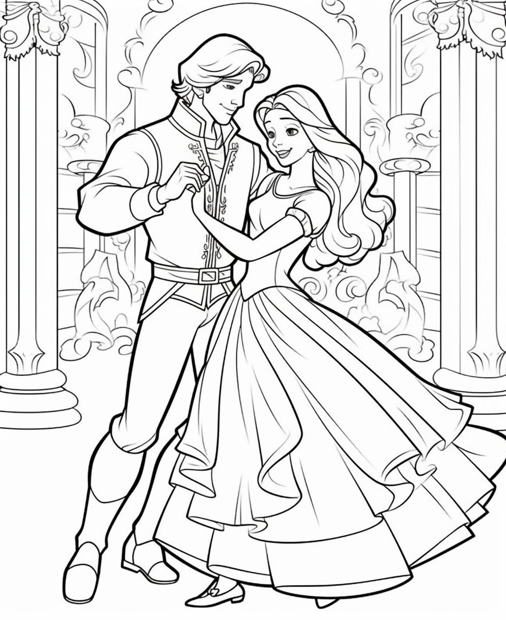 Princes and Princesses Printable Coloring Pages - Etsy