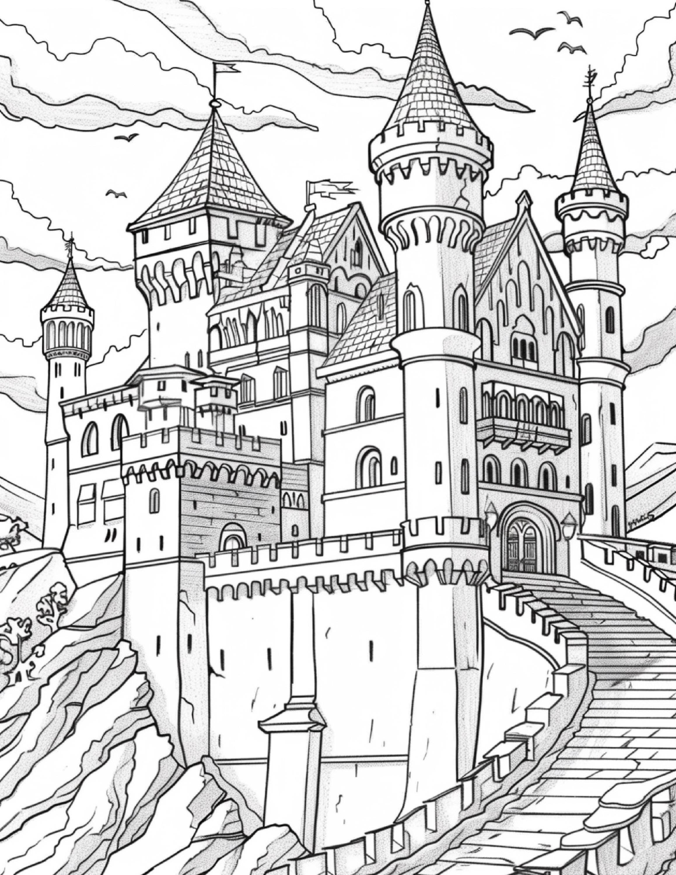100 Immersive Medieval Castle Coloring Pages PDF 200 PNG Files Digital ...
